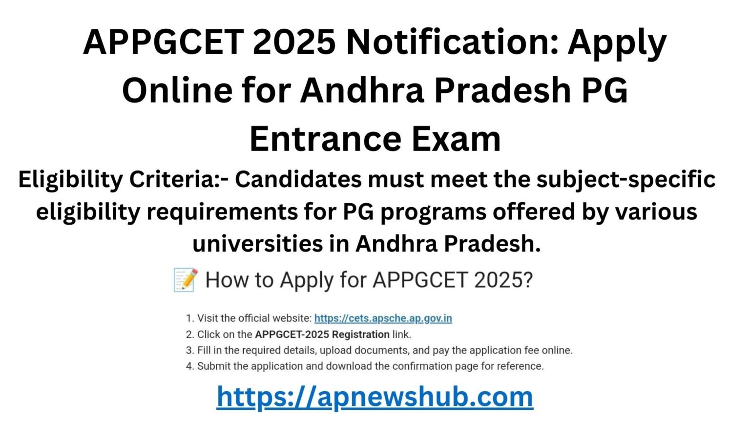 APPGCET 2025 Notification: Apply Online For Andhra Pradesh PG Entrance ...